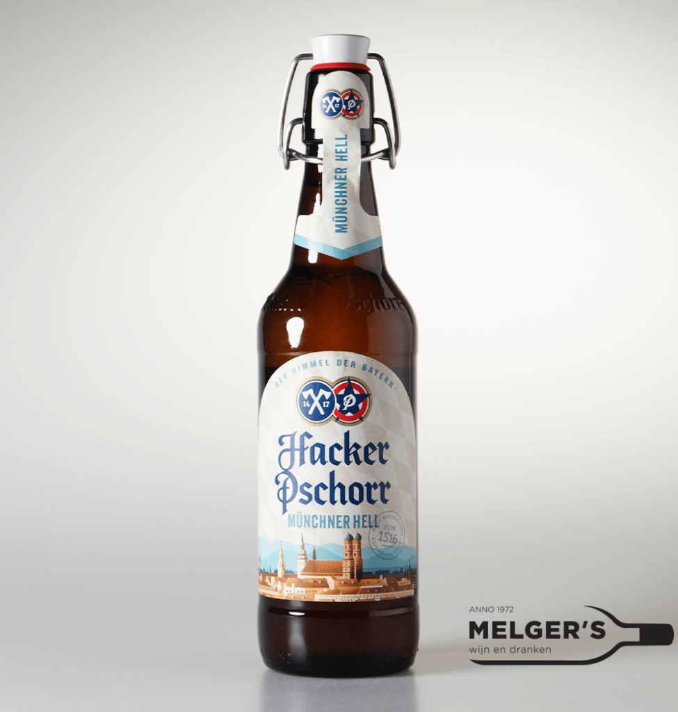 Hacker Pschorr - Münchner Hell Lager 50cl - Melgers Wijn en Dranken