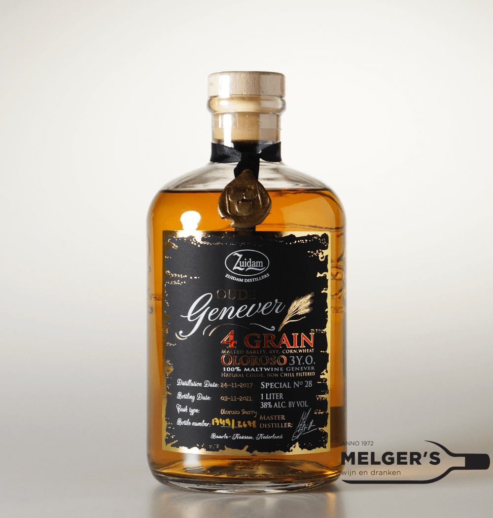 Zuidam Oude jenever 4 Granen Oloroso Cask 3 Jaar 1L - Melgers Wijn en ...